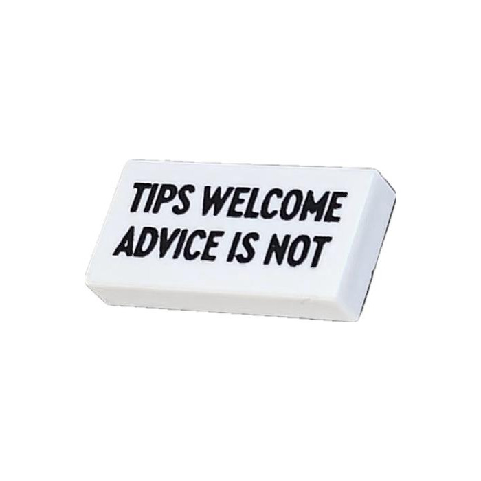 LEGO Tile 1 x 2 with Tips Welcome Advice Not Sticker with Groove (3069 ...
