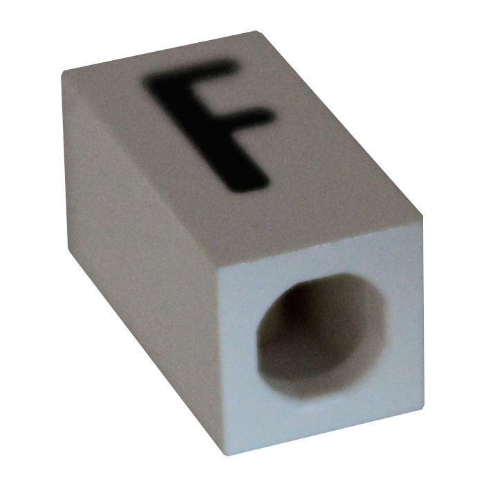 LEGO Tile 1 x 2 x 5/6 with Stud Hole in End with Black ' F ' Pattern ...