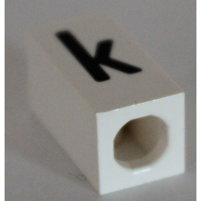 LEGO Tile 1 x 2 x 5/6 with Stud Hole in End with Black ' k ' Pattern ...