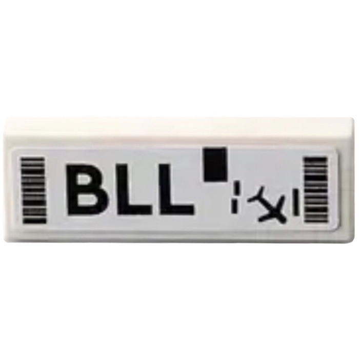 LEGO White Tile 1 x 3 with 'BLL', Barcodes and Airplane Sticker (63864 ...