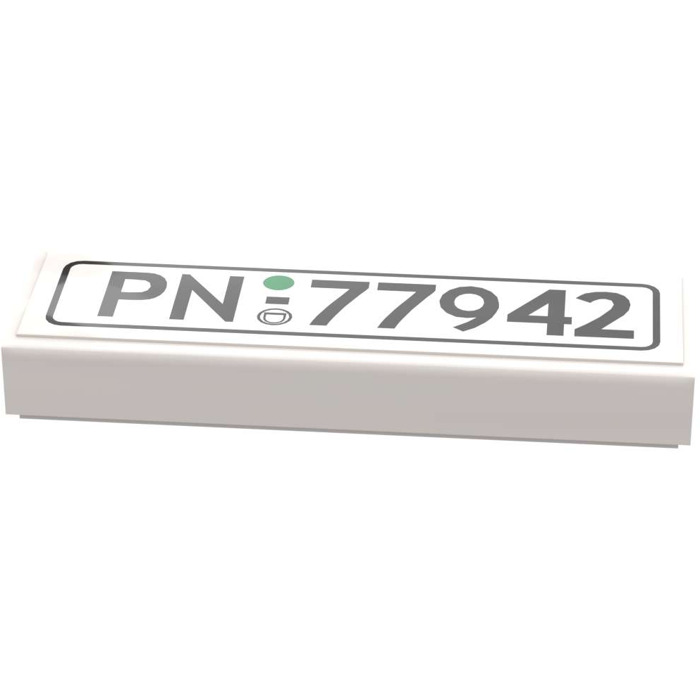 LEGO Tile 1 x 3 with License Plate Black 'PN-77942' Sticker (63864 ...