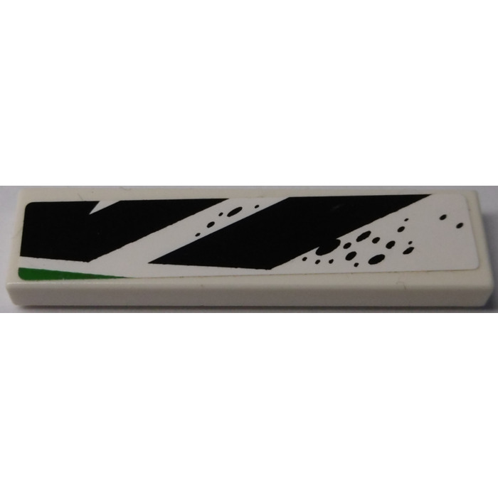 LEGO White Tile 1 x 4 with Black and Green Pattern (Right) Sticker ...