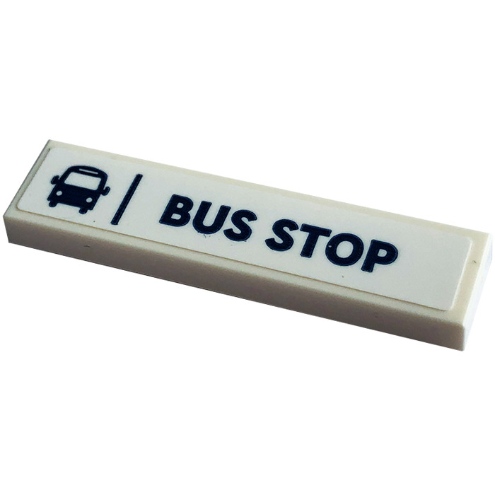LEGO Tile 1 x 4 with Black 'BUS STOP' and Front Bus Sticker (2431 ...