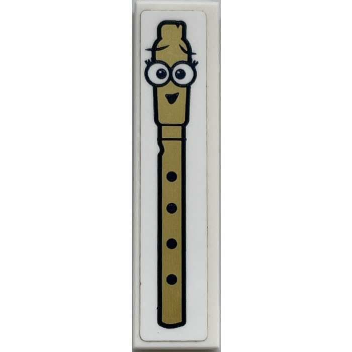 LEGO White Tile 1 x 4 with Gold Recorder with Eyes and Smile Sticker ...