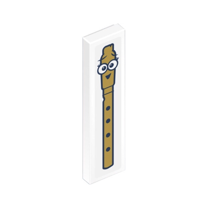LEGO White Tile 1 x 4 with Gold Recorder with Eyes and Smile Sticker ...