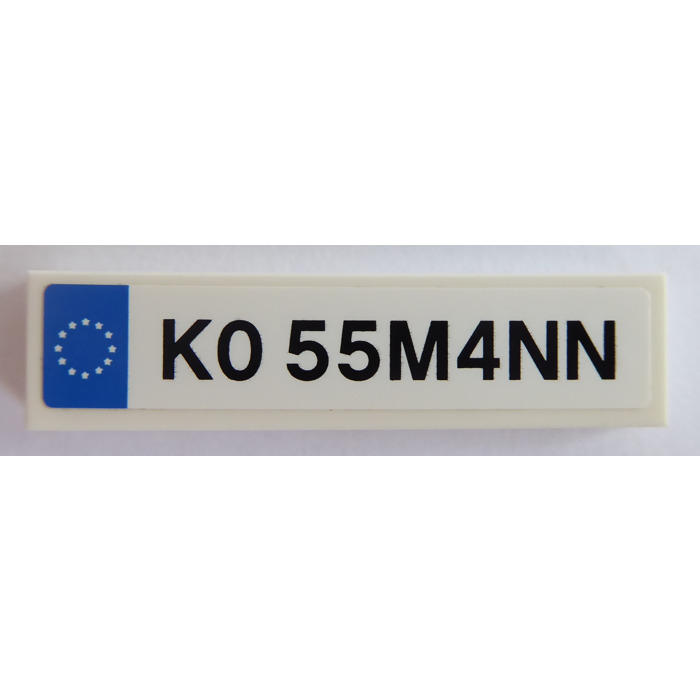 LEGO White Tile 1 x 4 with License Plate 'K0 55M4NN' Sticker (2431 ...