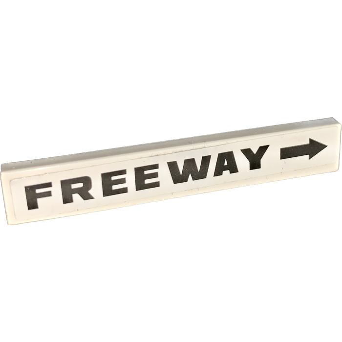 LEGO White Tile 1 x 6 with 'FREEWAY' and Right Arrow Sticker (6636 ...