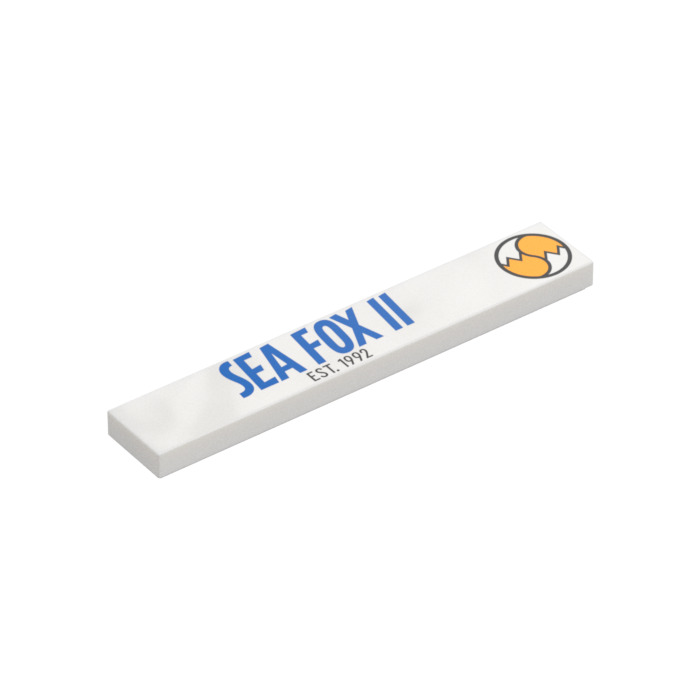 LEGO White Tile 1 x 6 with 'SEA FOX II EST. 1992' and Logo (6636 / ...
