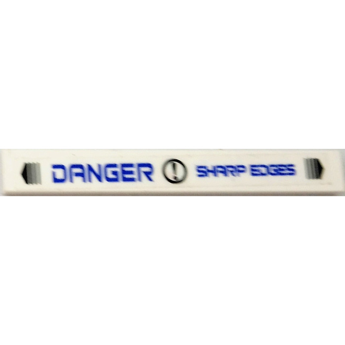 LEGO White Tile 1 x 8 with Danger Sharp Edges Sticker (4162) | Brick ...