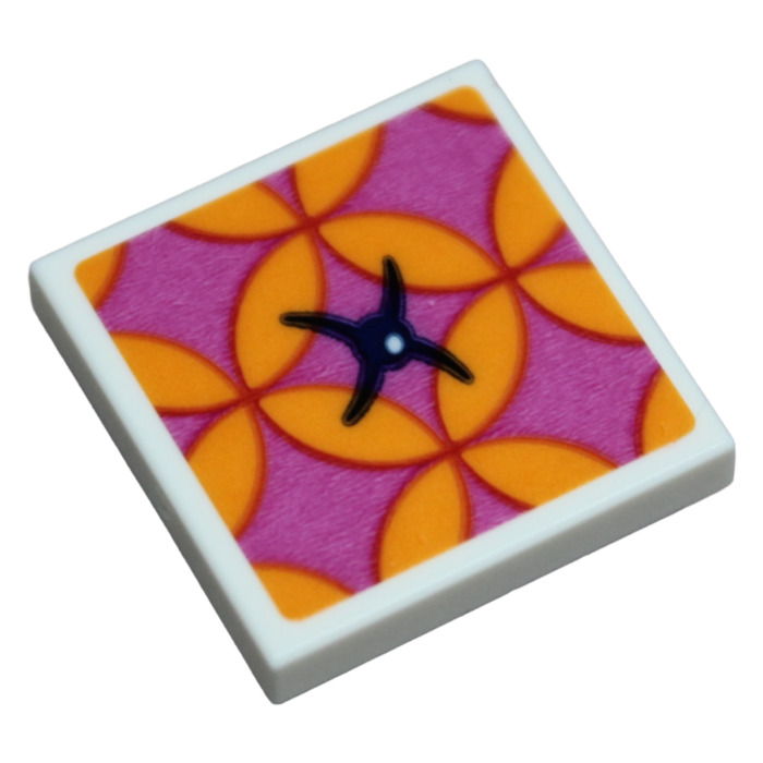 LEGO Tile 2 x 2 Inverted with Cushion with Black Button, Orange and ...