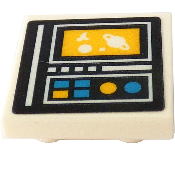 LEGO Tile 2 x 2 Inverted with Screen, Rectangles, Blue and Yellow ...