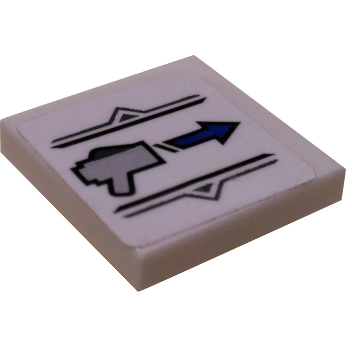 LEGO White Tile 2 x 2 Inverted with Triggered Gun and Arrow Sticker ...