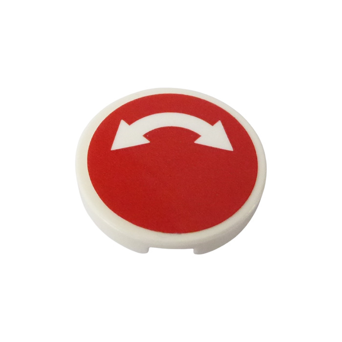 LEGO White Tile 2 x 2 Round with double white arrows Sticker with ...