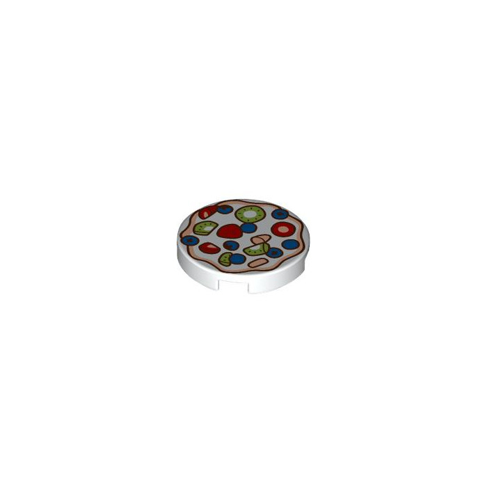 LEGO White Tile 2 x 2 Round with Pavlova with Bottom Stud Holder (14769 ...