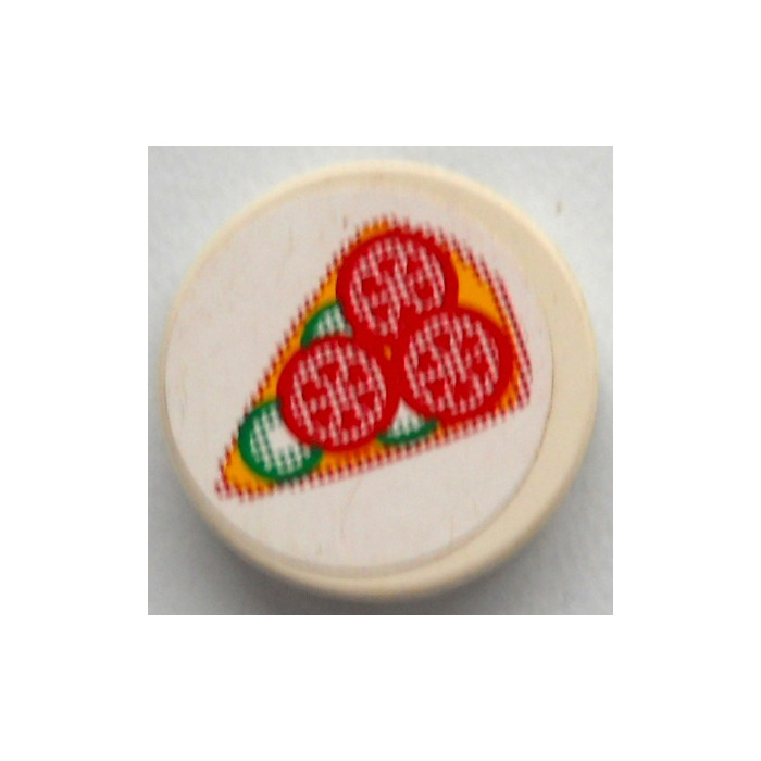 LEGO White Tile 2 x 2 Round with Pizza Slice Sticker with "X" Bottom ...