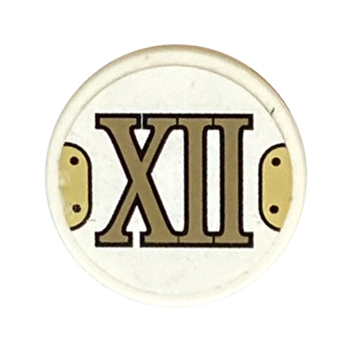 LEGO White Tile 2 x 2 Round with Roman Number 'XII' Sticker with Bottom ...