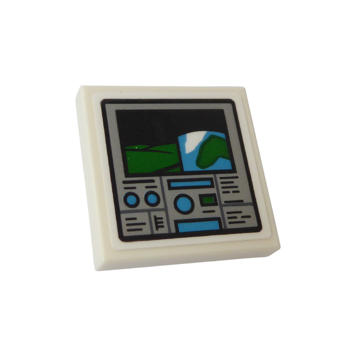 LEGO White Tile 2 x 2 with Computer Monitor with Landscape Sticker with ...