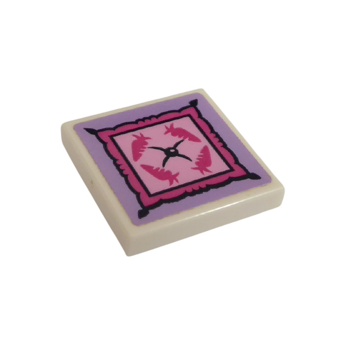 LEGO White Tile 2 x 2 with Cushion Button and Carrot Pattern Sticker ...