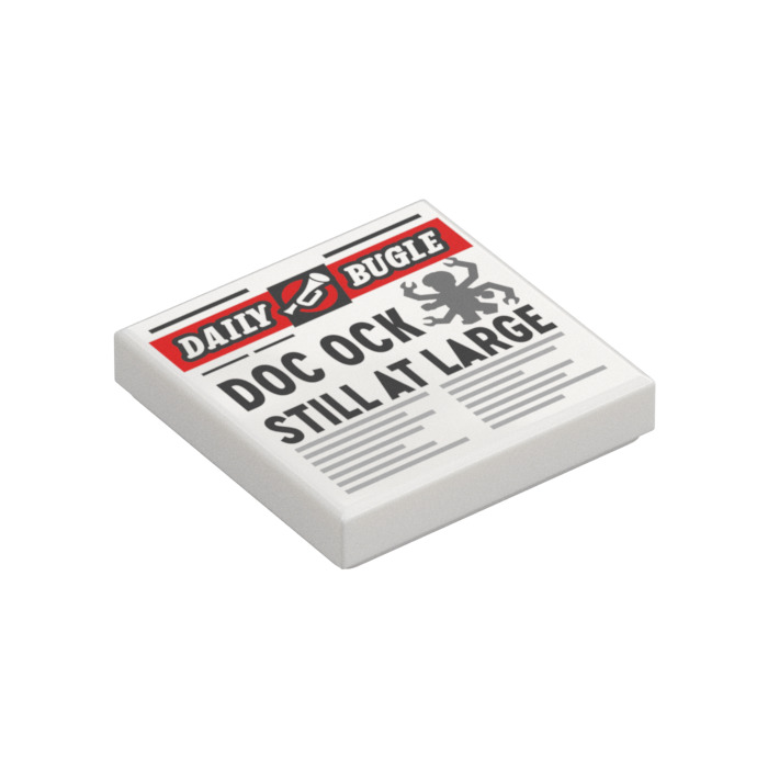 LEGO White Tile 2 x 2 with Daily Bugle - Doc Ock Still at Large! with ...