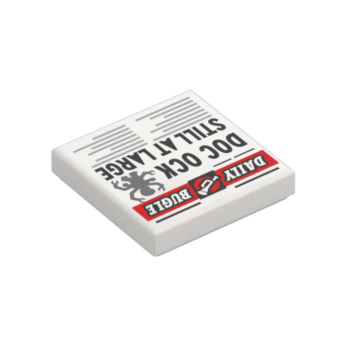 LEGO White Tile 2 x 2 with Daily Bugle - Doc Ock Still at Large! with ...