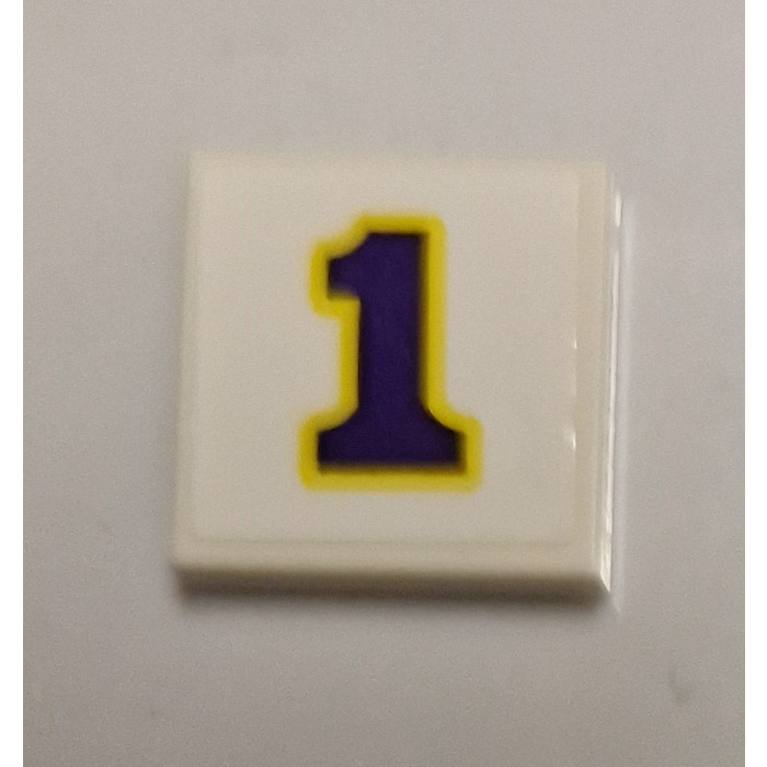 LEGO Tile 2 x 2 with Dark Purple Number 1 Sticker with Groove (3068 ...