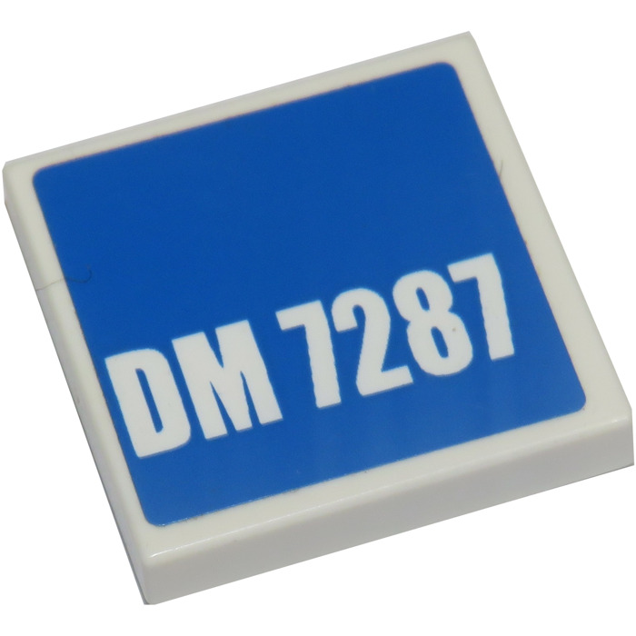 LEGO White Tile 2 x 2 with 'DM 7287' Sticker with Groove (3068) | Brick ...