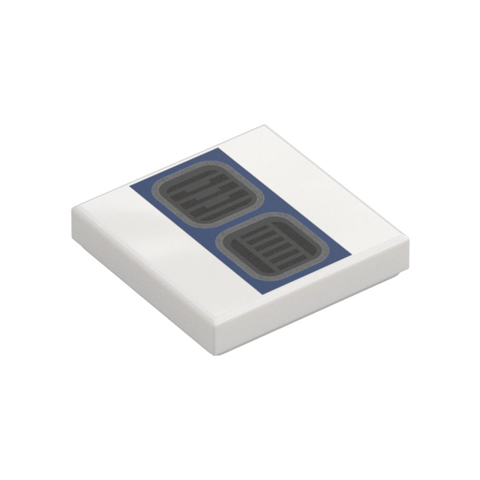 LEGO White Tile 2 x 2 with Gray Grilles on Dark Blue with Groove (3068 ...