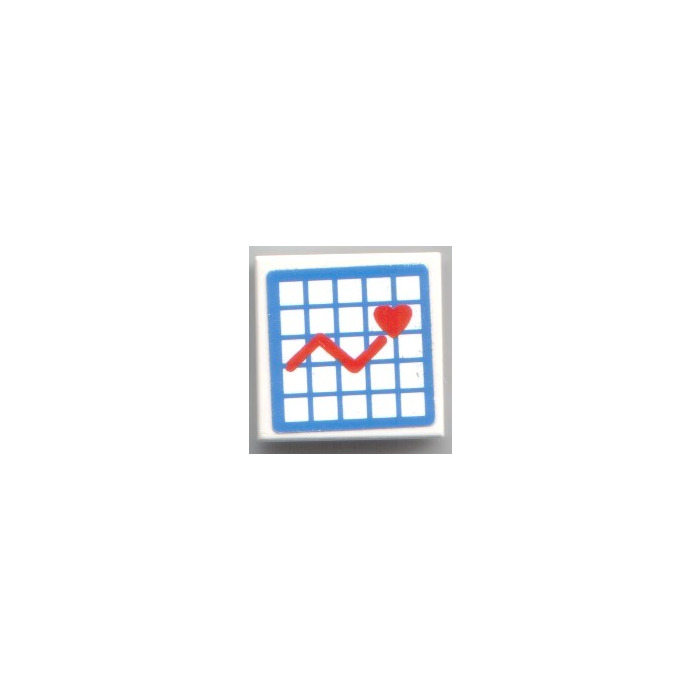 LEGO White Tile 2 x 2 with Hospital Heart Graph Sticker with Groove ...