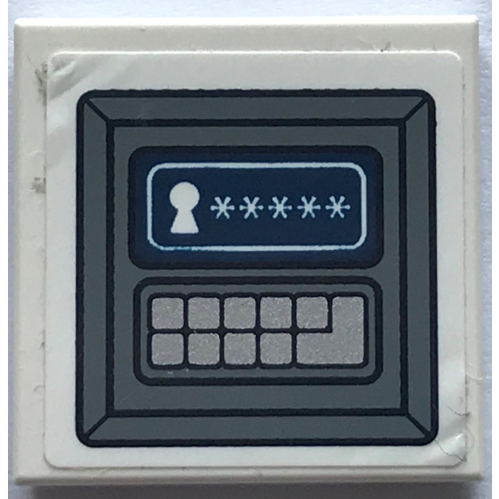 LEGO White Tile 2 x 2 with Keyhole and Stars Sticker with Groove (3068 ...