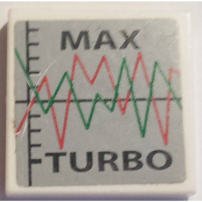 LEGO White Tile 2 x 2 with Max Turbo Sticker with Groove (3068) | Brick ...