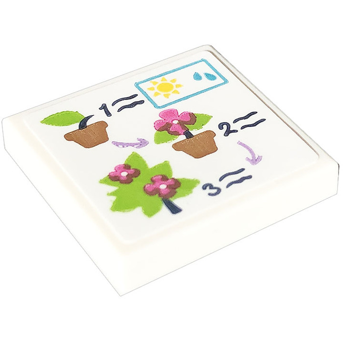 LEGO White Tile 2 x 2 with Plants, Numbers Sticker with Groove (3068 ...