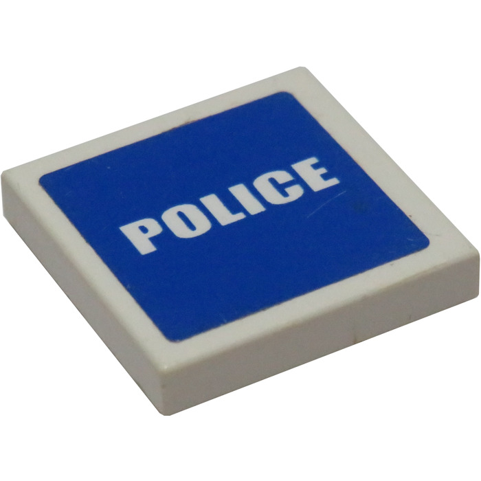 LEGO White Tile 2 x 2 with Police Sticker with Groove (3068) | Brick ...
