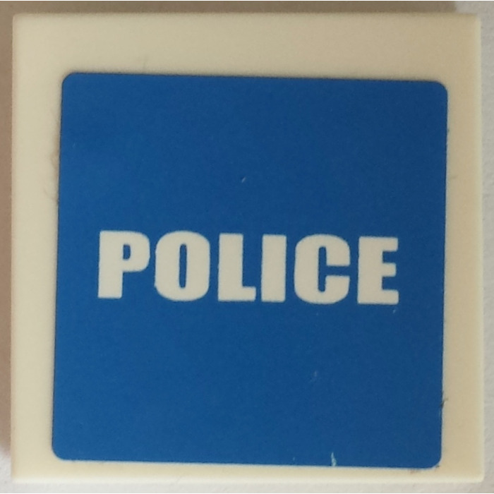 LEGO White Tile 2 x 2 with Police Sticker with Groove (3068) | Brick ...