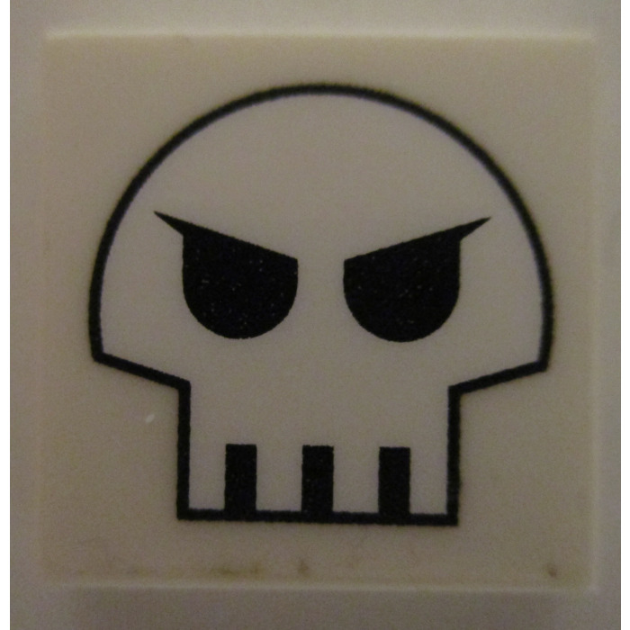 LEGO Tile 2 x 2 with Space Skull Logo Sticker with Groove (3068 ...