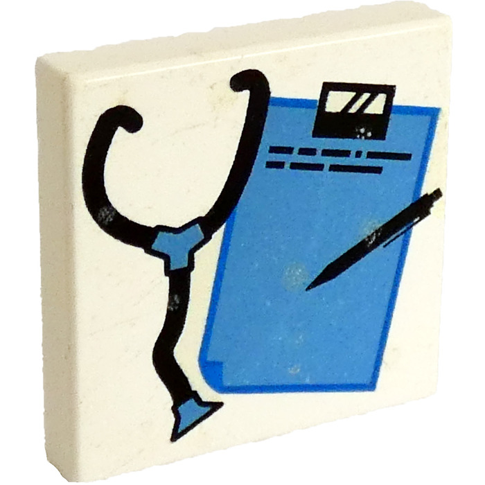 LEGO Tile 2 x 2 with Stethoscope, Pen and Clipboard with Groove (3068 / ...