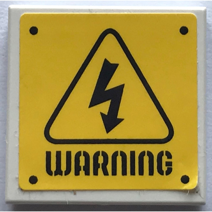 LEGO Tile 2 x 2 with "WARNING" Triangle and Electrical Symbol Sticker ...