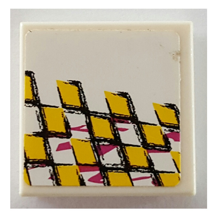 LEGO Tile 2 x 2 with Yellow Checkered Right Sticker with Groove (3068 ...