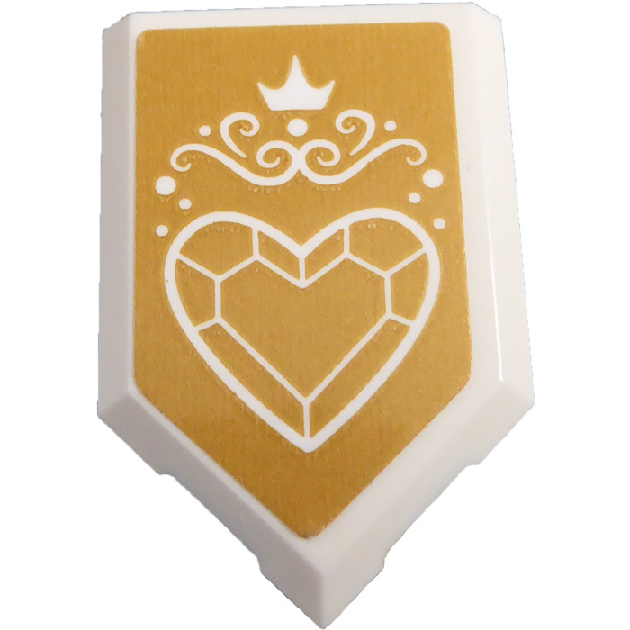 LEGO White Tile 2 x 3 Pentagonal with Diamond Heart on Gold Background ...