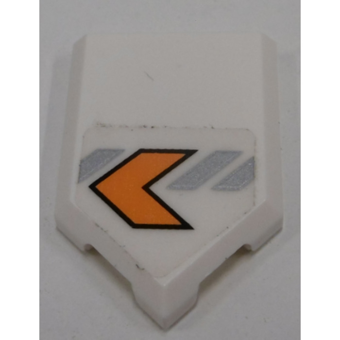 LEGO White Tile 2 x 3 Pentagonal with Orange Arrow (right) Sticker ...