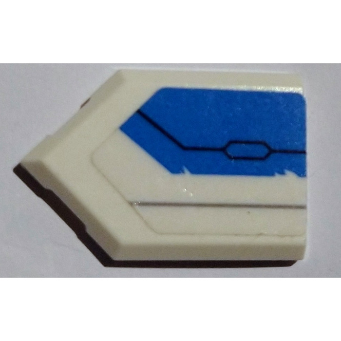 LEGO White Tile 2 x 3 Pentagonal with White and blue Sticker (22385 ...