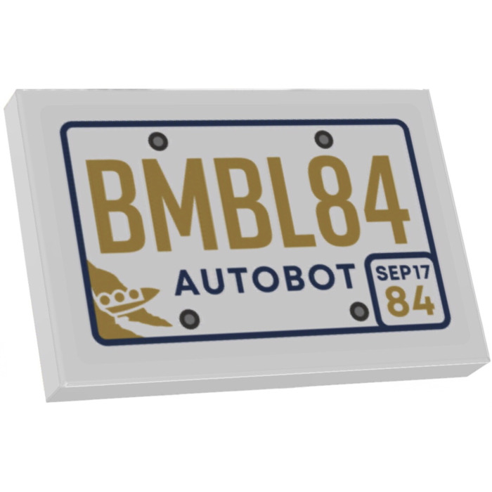 LEGO Tile 2 x 3 with ‘BMBL84 AUTOBOT’ Number Plate Sticker (26603 ...