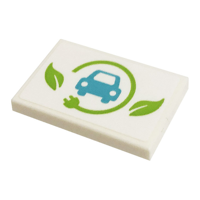 LEGO White Tile 2 x 3 with Car, Leaves, Power Plug Sticker (26603 ...