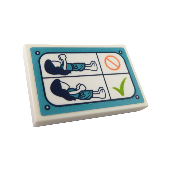 LEGO White Tile 2 x 3 with Correct Body Position Instruction Sticker ...