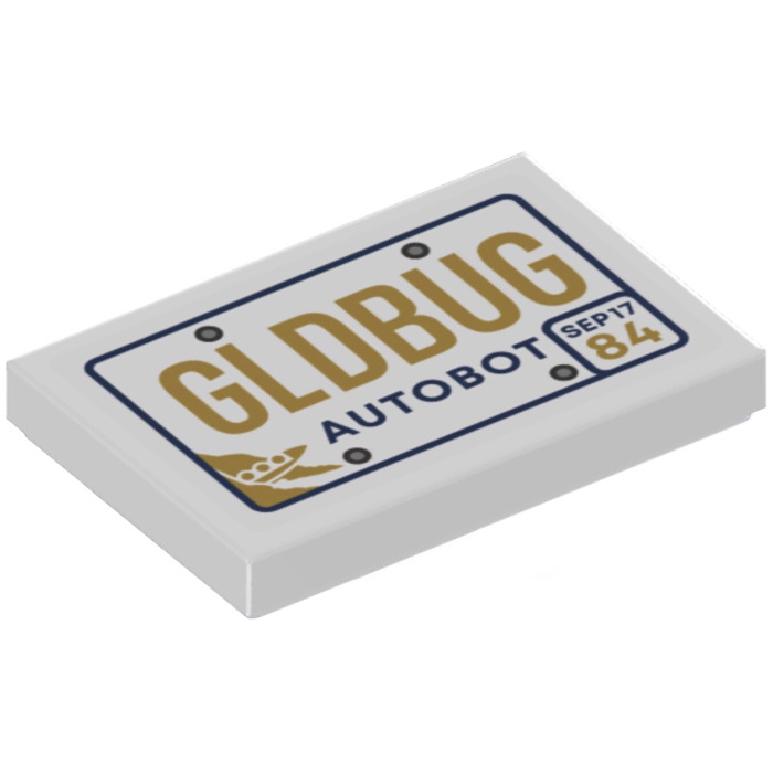 LEGO Tile 2 x 3 with ‘GLDBUG AUTOBOT’ Number Plate Sticker (26603 ...