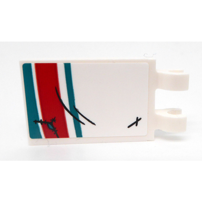 LEGO White Tile 2 x 3 with Horizontal Clips with Dark Turquoise and Red ...