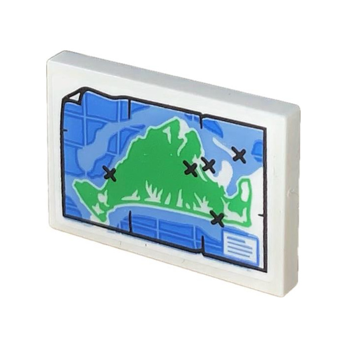 LEGO White Tile 2 x 3 with Map with Island Sticker (26603) | Brick Owl ...