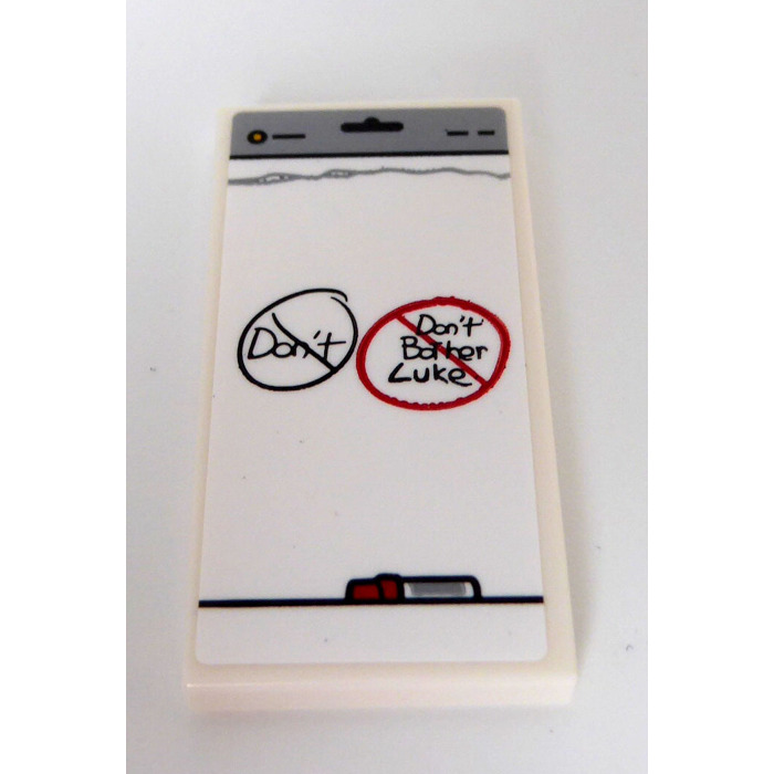 LEGO White Tile 2 x 4 with 2 Circles Crossed Out with 'Don't' and 'Don ...
