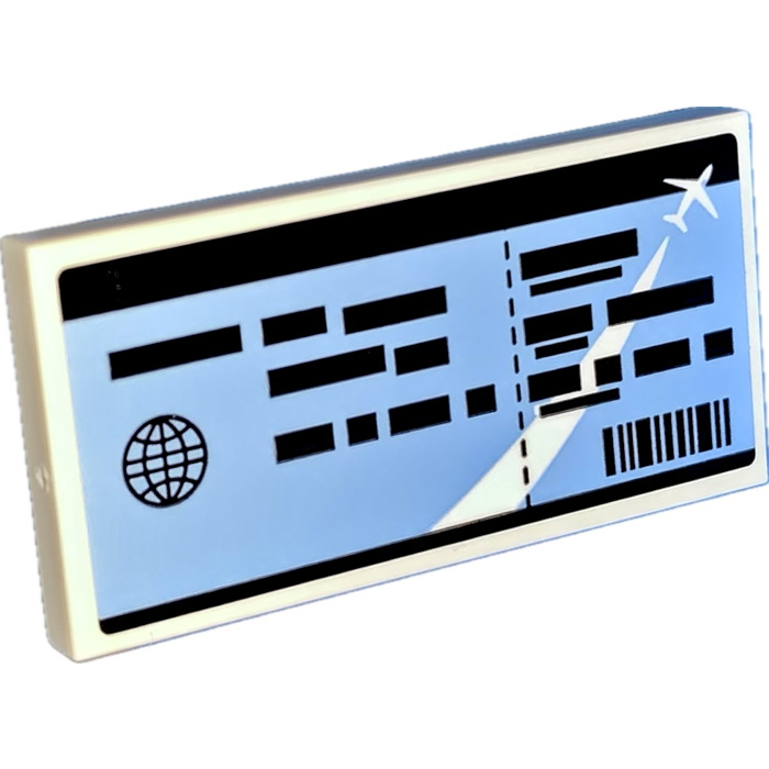 LEGO White Tile 2 x 4 with Airline Ticket Boarding Pass Sticker (87079 ...