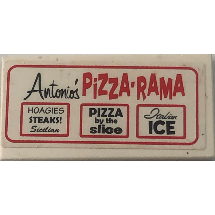 LEGO Tile 2 x 4 with Antonio's Pizza-rama Sticker (87079) | Brick Owl ...