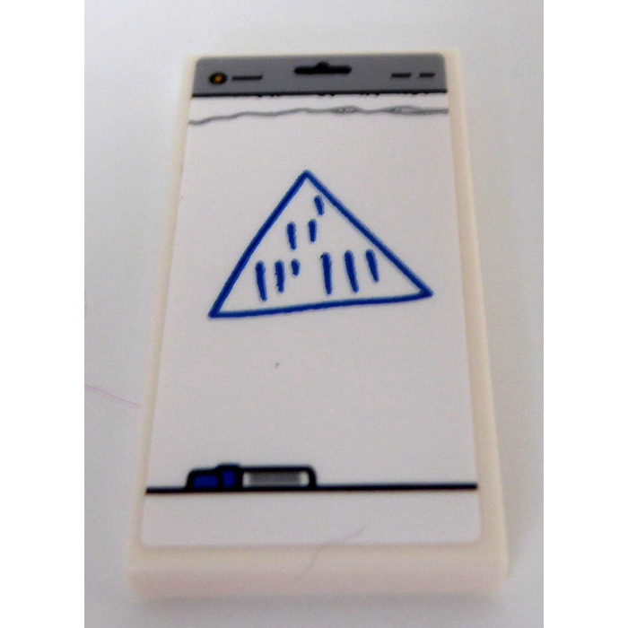 LEGO White Tile 2 x 4 with Blue Triangle Sticker (87079) | Brick Owl ...